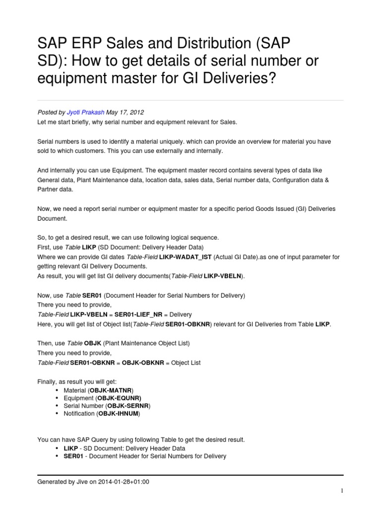 Serial Number Report for GI Deliveries | PDF | Software | Information ...