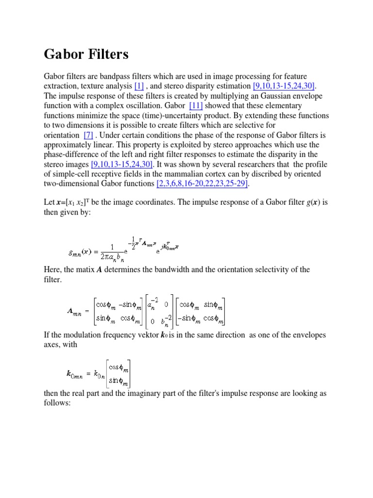 Gabor Filters | PDF | Filter (Signal Processing) | Signal Processing