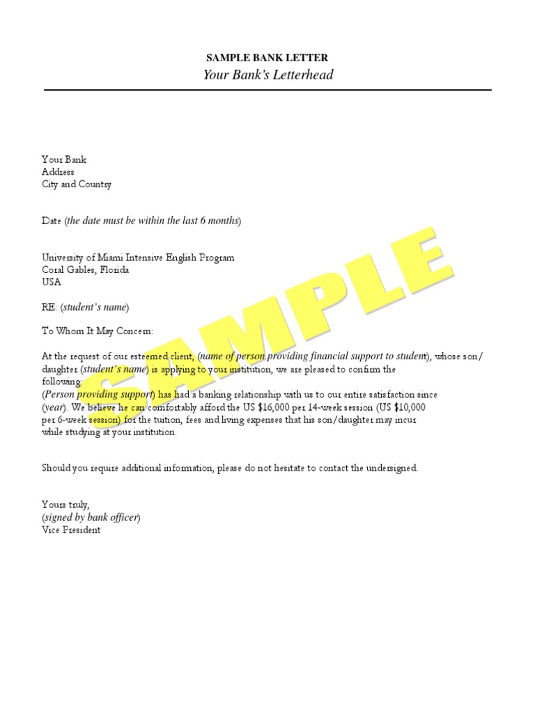 Sample Bank Letter | PDF | Business