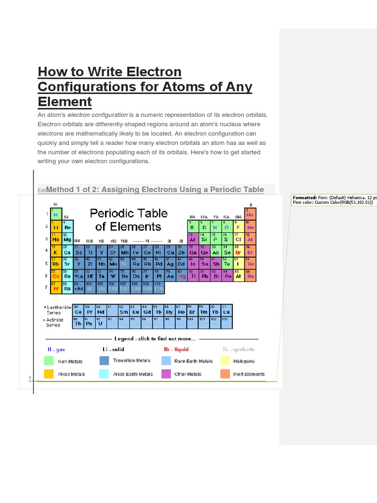 Write An Electron Configurations of Element | PDF | Electron ...