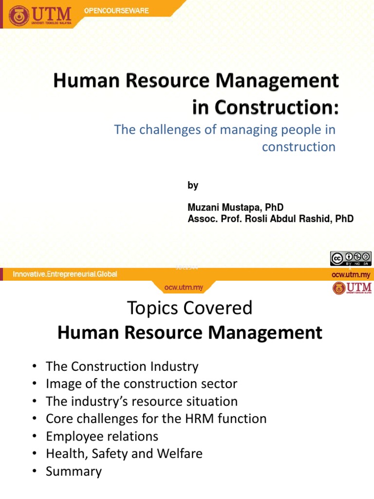HRM in Construction | Human Resource Management | Employment