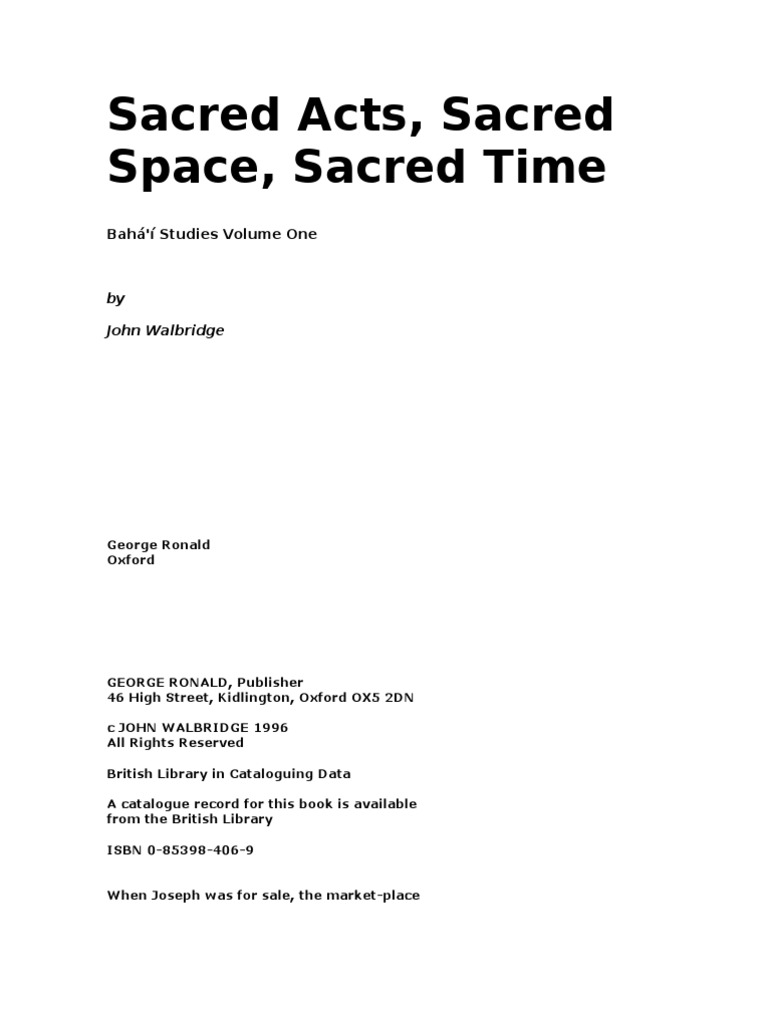 Sacred Acts, Space, and Time in Bahá'í Faith | PDF | Bahá'í Faith ...