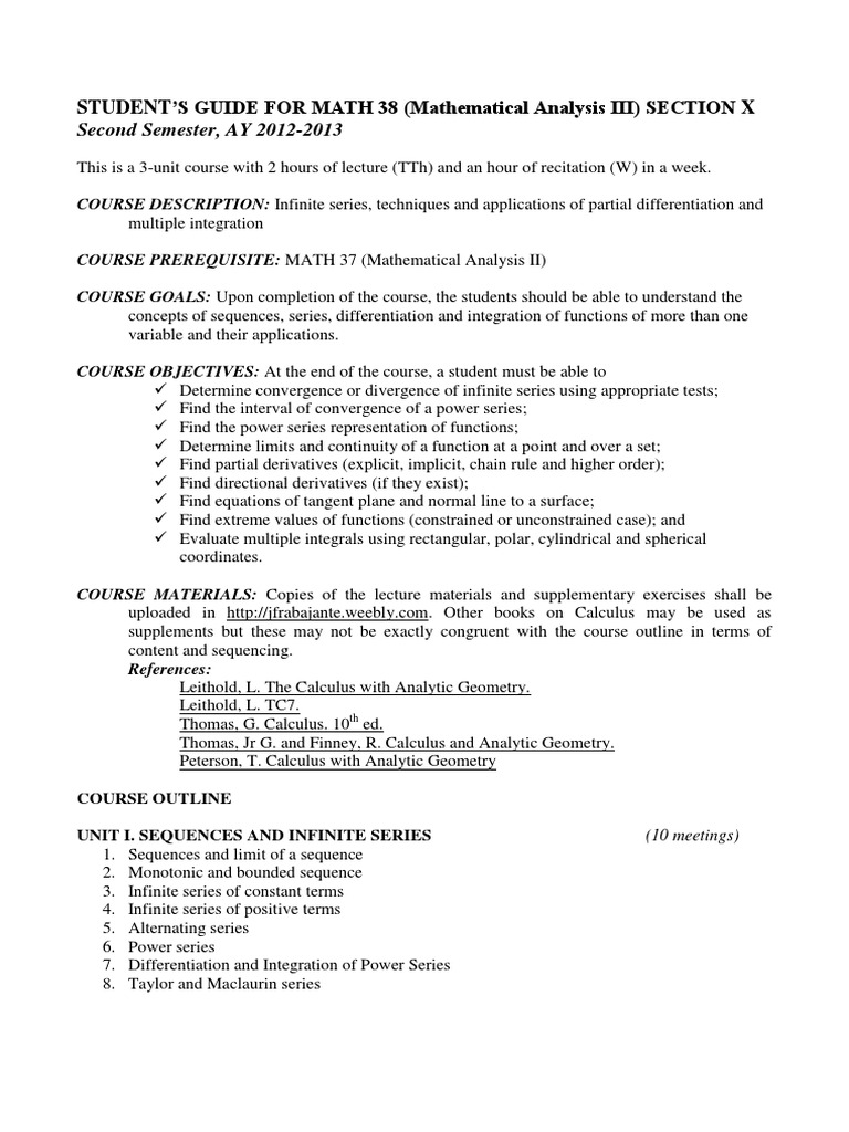 Calculus Third Semester (UP) | PDF | Series (Mathematics) | Derivative