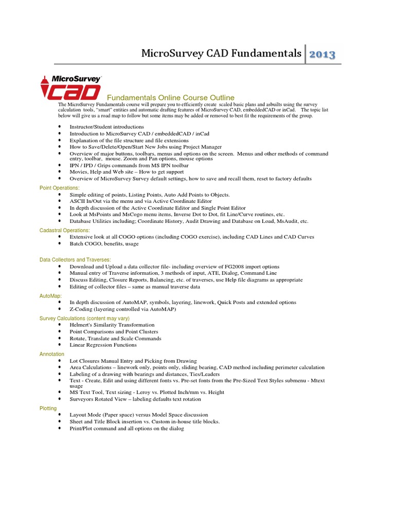 Training MSCAD Fundamentals Online Course Outline | PDF | Computer ...