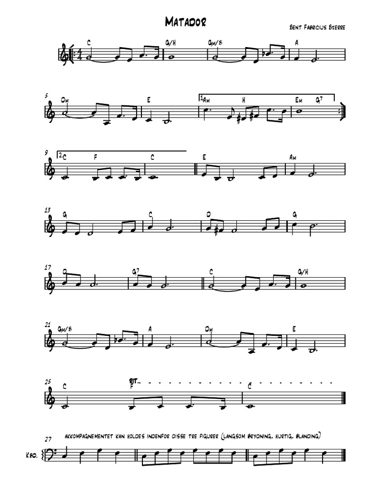 Matador Sheet Music and Chords | PDF