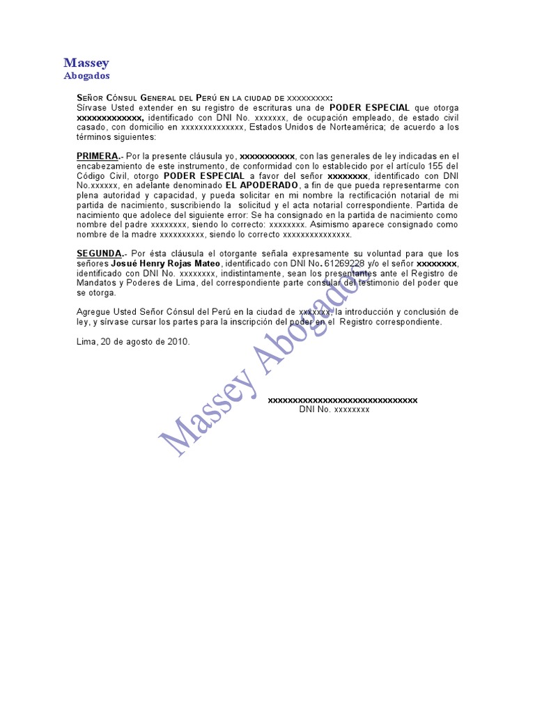 Modelo de Minuta de Poder Consular | PDF | Derecho