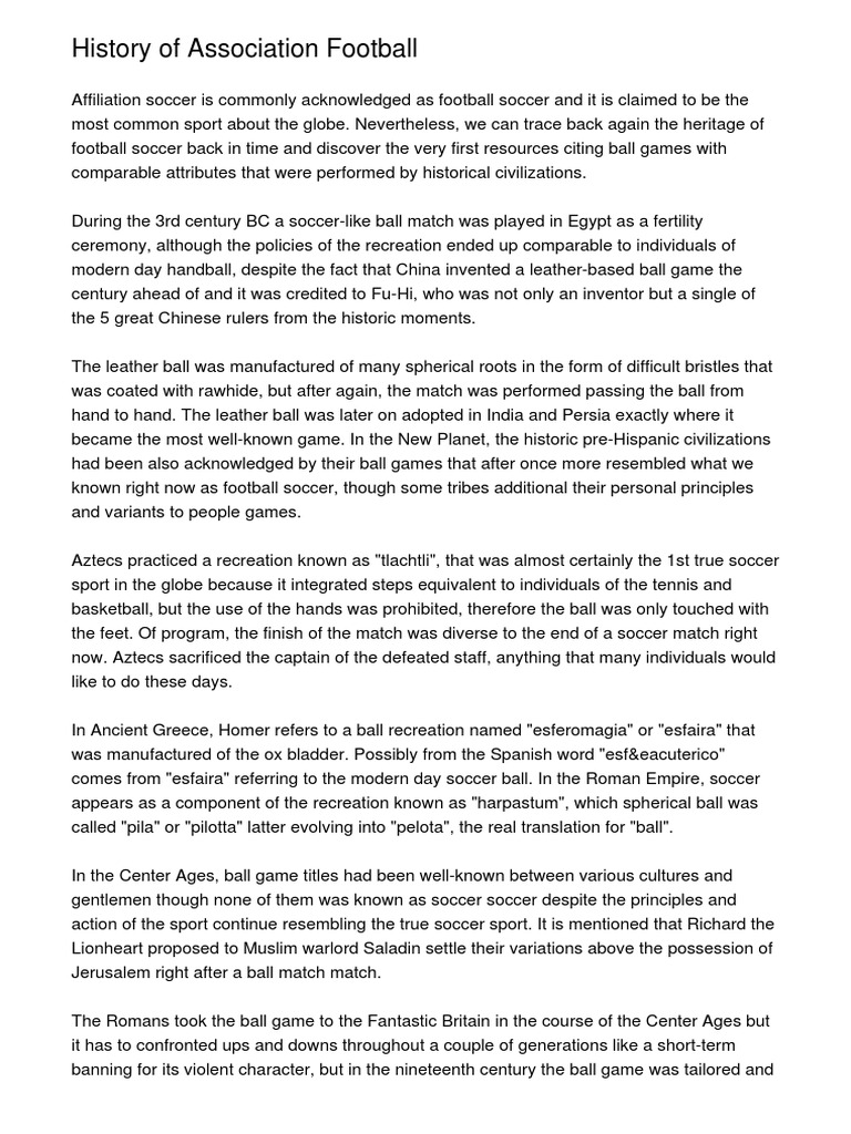 Origins of Association Football | PDF | Ball | Association Football