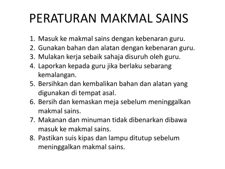 Peraturan Makmal Sains | PDF