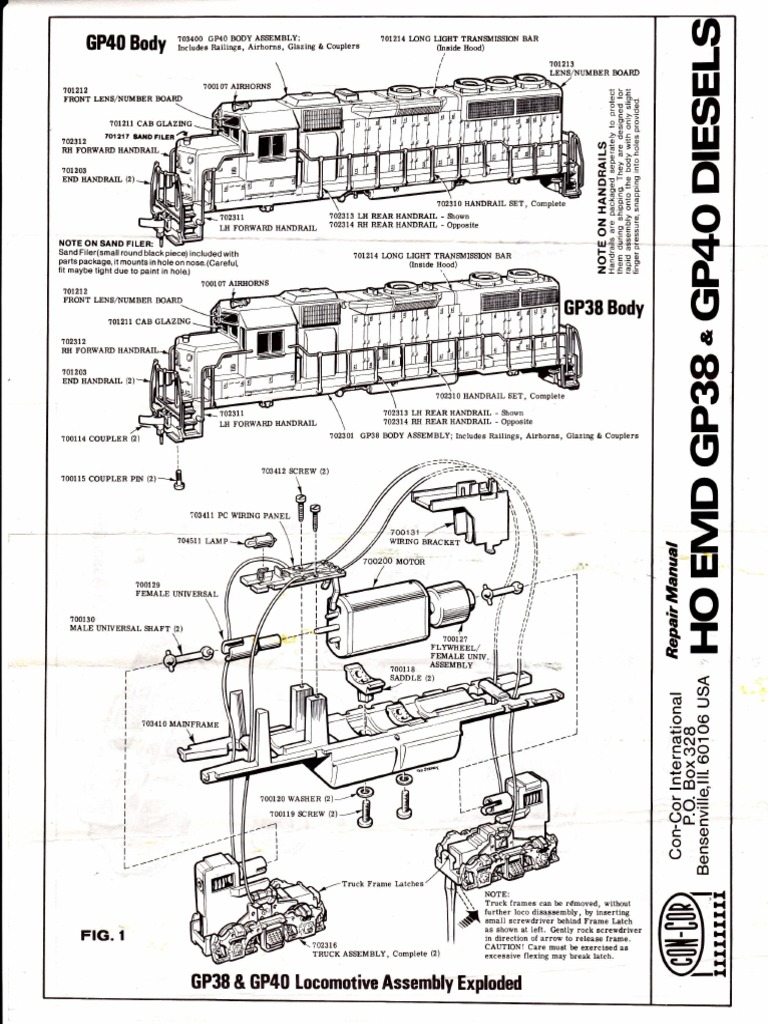 Con-Cor Repair Manual HO EMD GP38 & GP40 DIESELS Part 1 | PDF