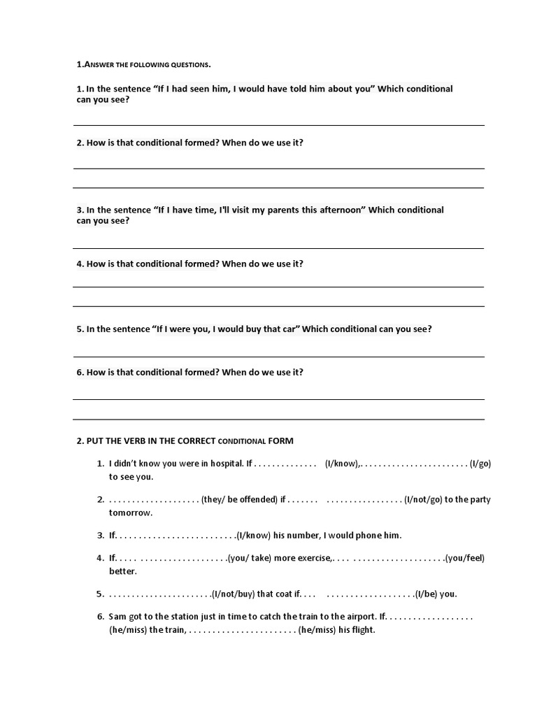 Nswer The Following Questions: Conditional | PDF