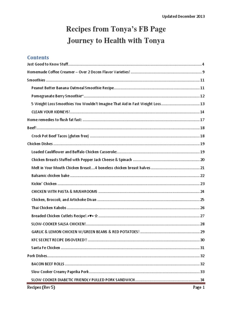 Recipes From Tonya's FB Page Journey To Health With Tonya | PDF | Pizza ...