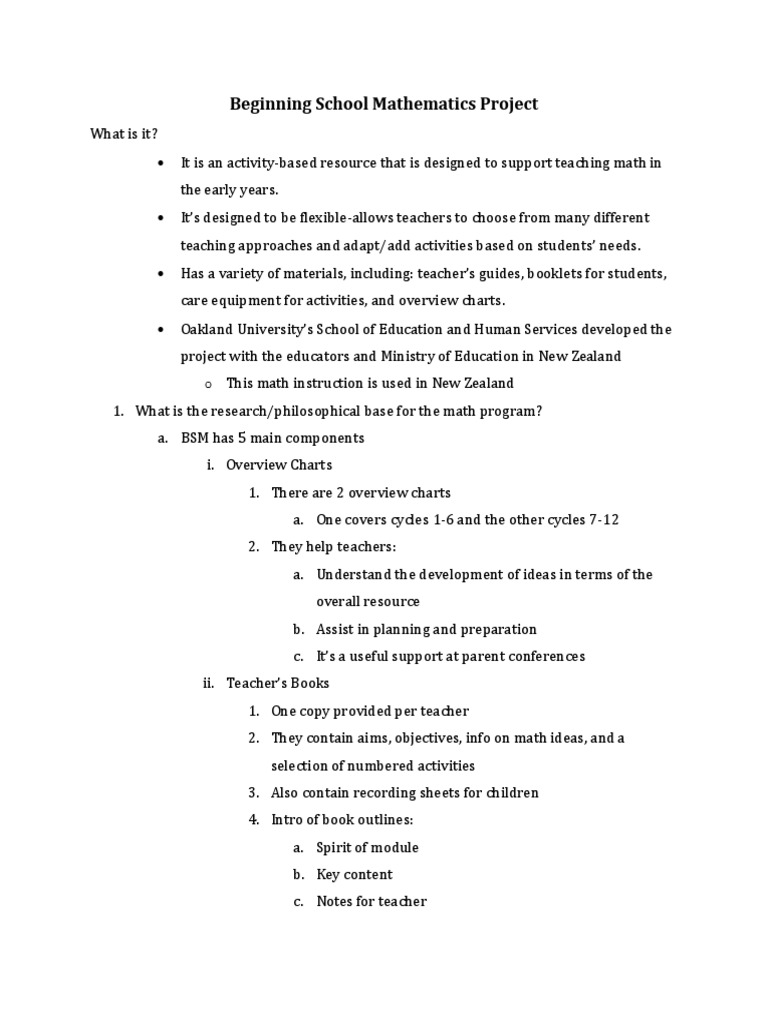 Beginning School Mathematics Overview | PDF | National Council Of ...