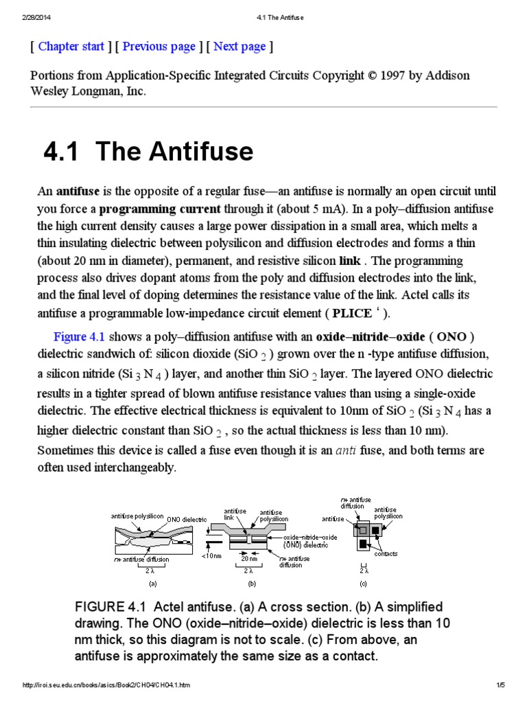 4.1 The Antifuse: Chapter Start Previous Page Next Page | PDF | Field ...
