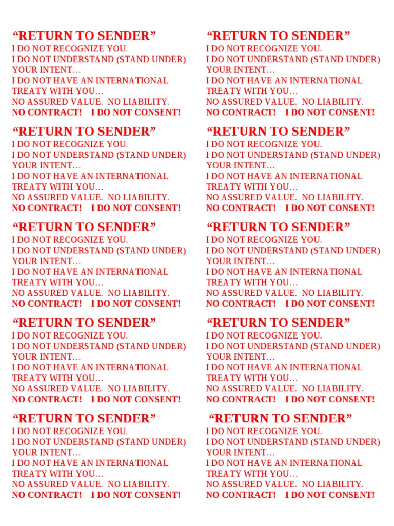 Return Labels Return To Sender | PDF | Common Law | Private Law