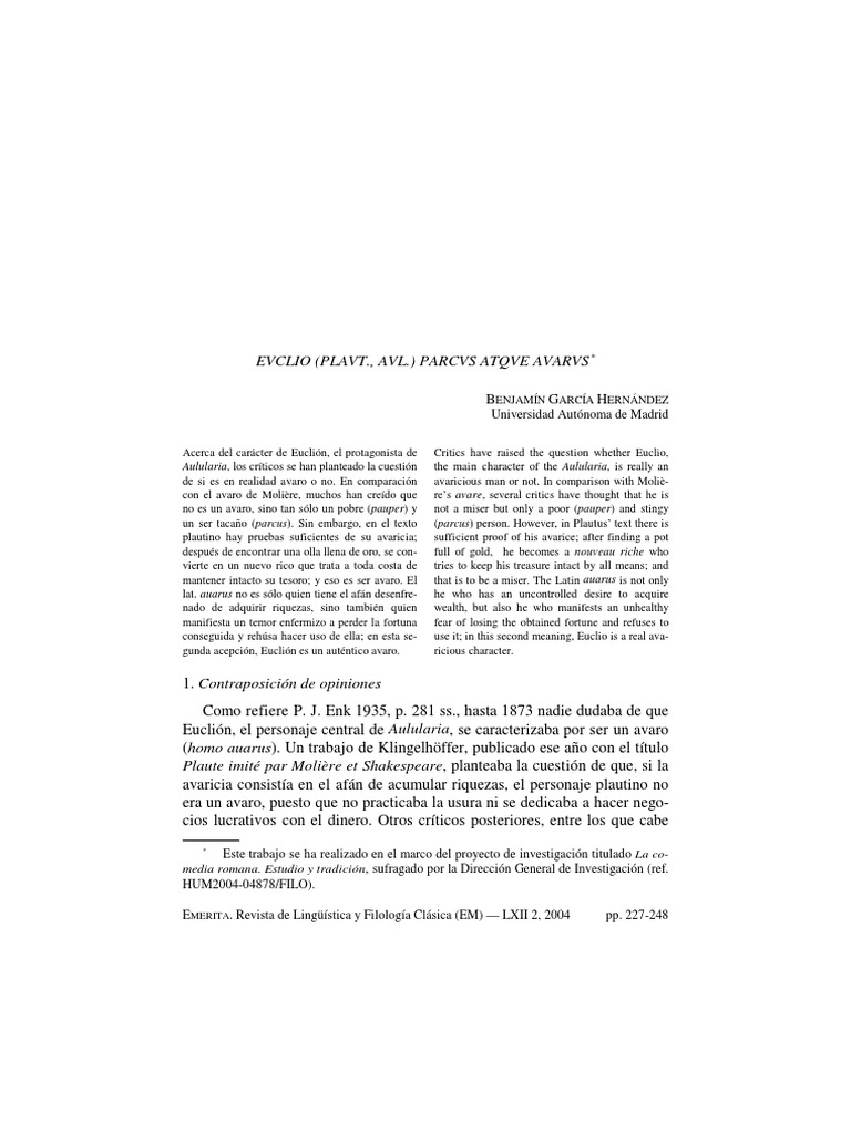 Aulularia | PDF | Comedia | Molière