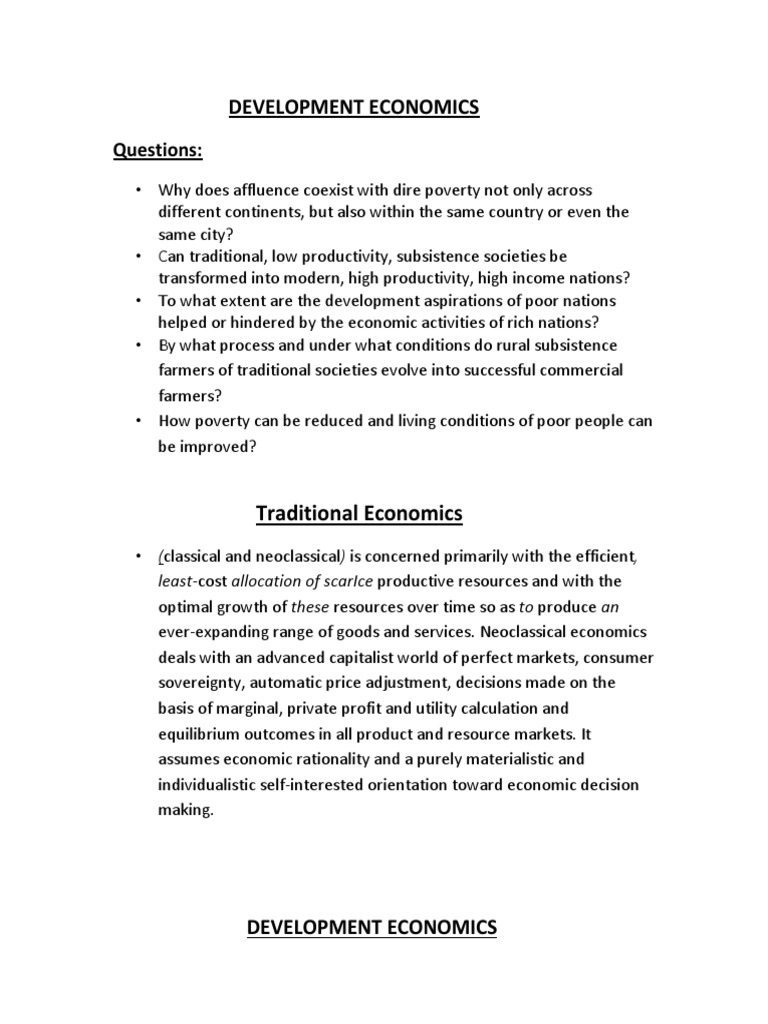 Development Economics | PDF | Development Economics | Economics