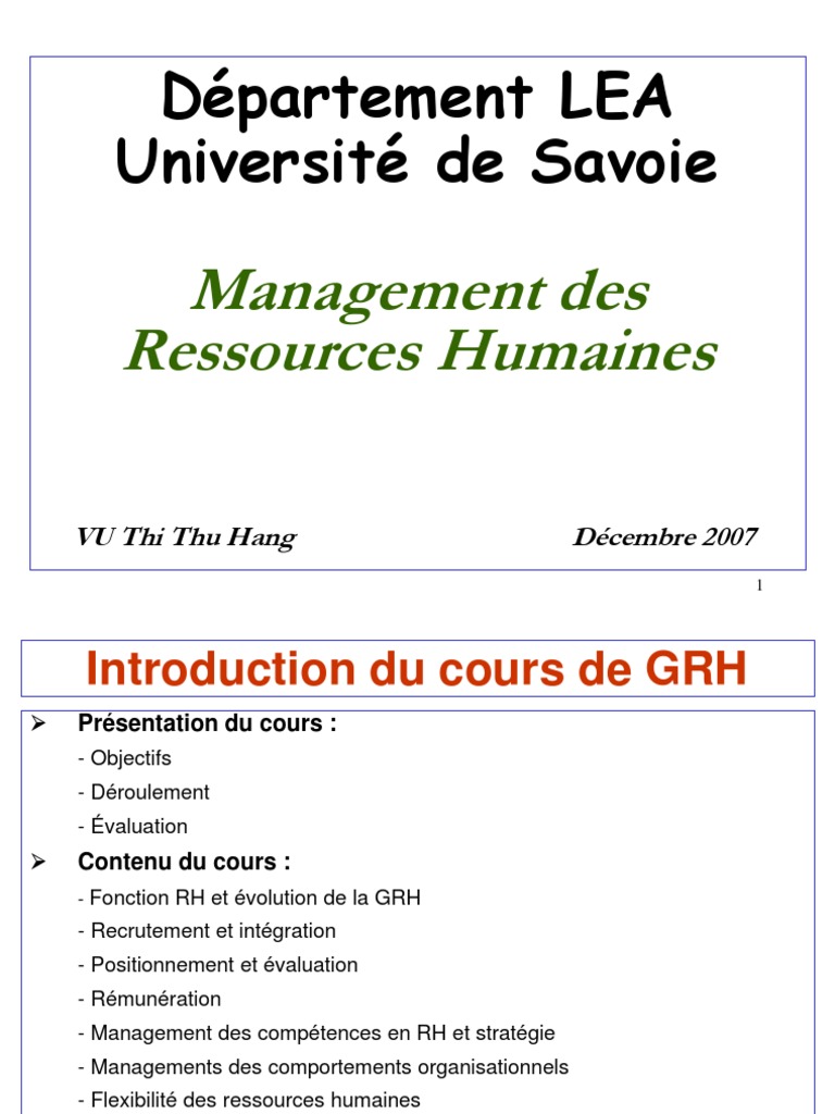 Gestion Des Ressources Humaines 1 | PDF | Ressources humaines | Recrutement