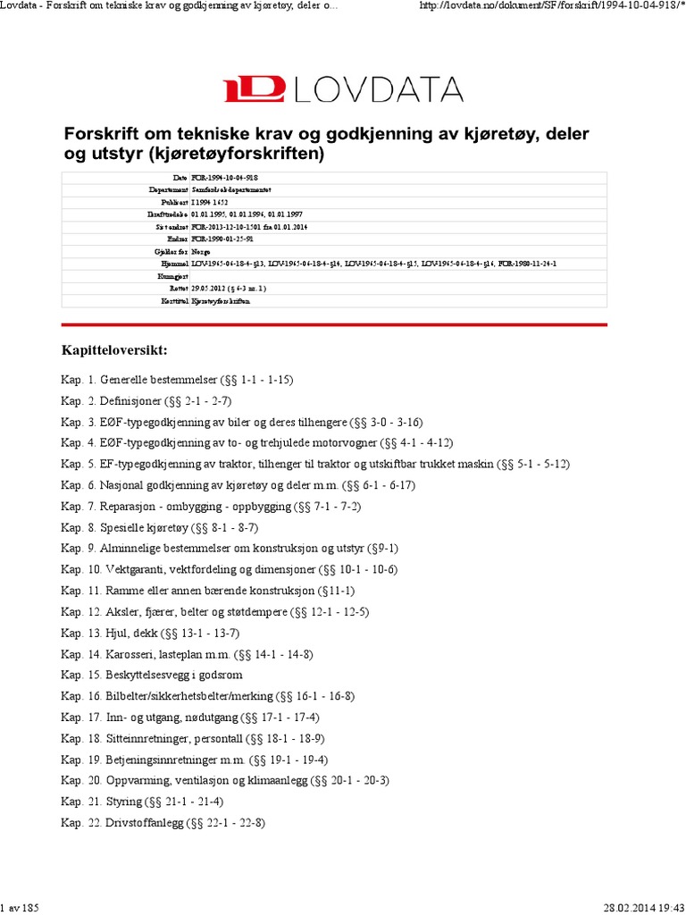 Lovdata (NOR) - Forskrift om tekniske krav og godkjenning av kjøretøy ...