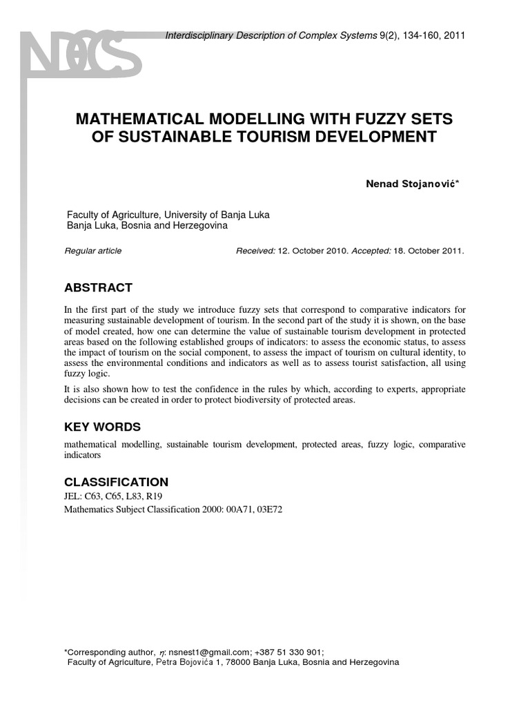 Fuzzy Mathematical Models | PDF | Fuzzy Logic | Tourism