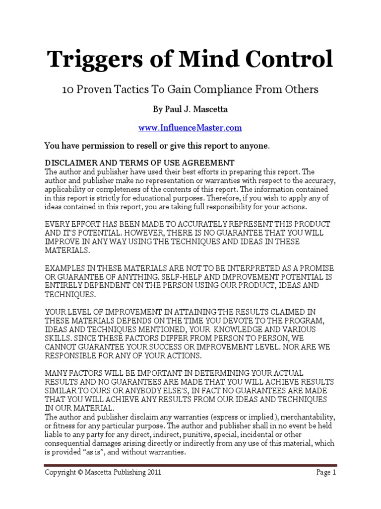 Triggers of Mind Control | PDF | Persuasion | Body Language