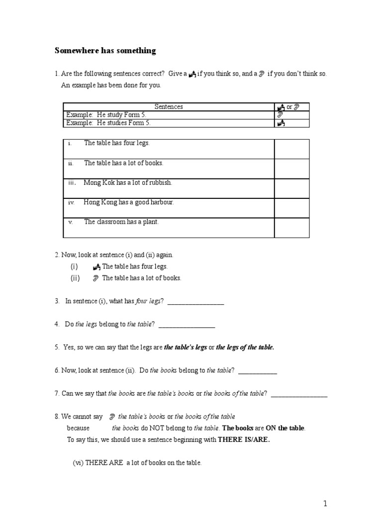 Somewhere Has Something Handout | PDF