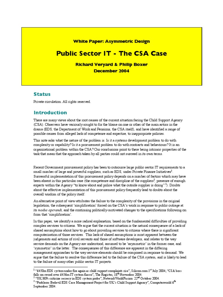 Public Sector IT - The CSA Case | PDF | System | Procurement