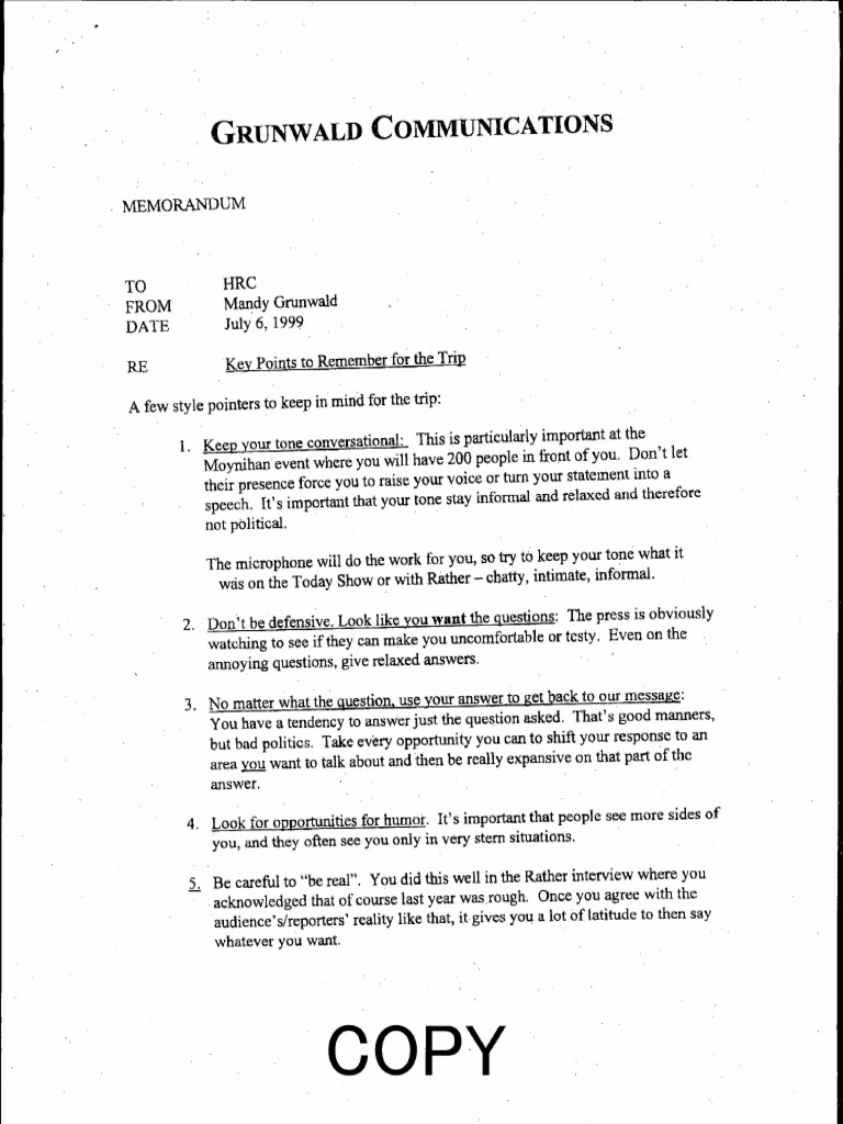 Mandy Grunwald To HRC | PDF | Question