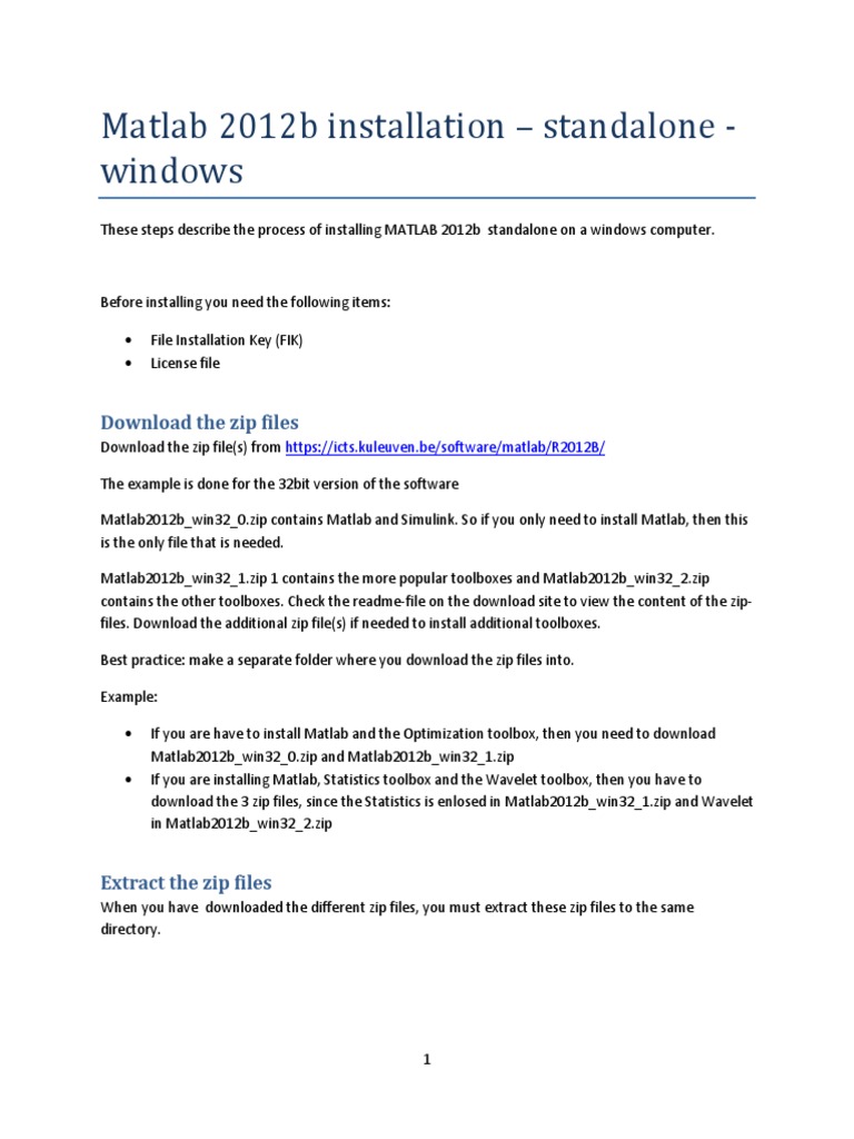 MATLAB 2012b Install StandAlone Win | PDF | Zip (File Format) | Installation (Computer Programs)