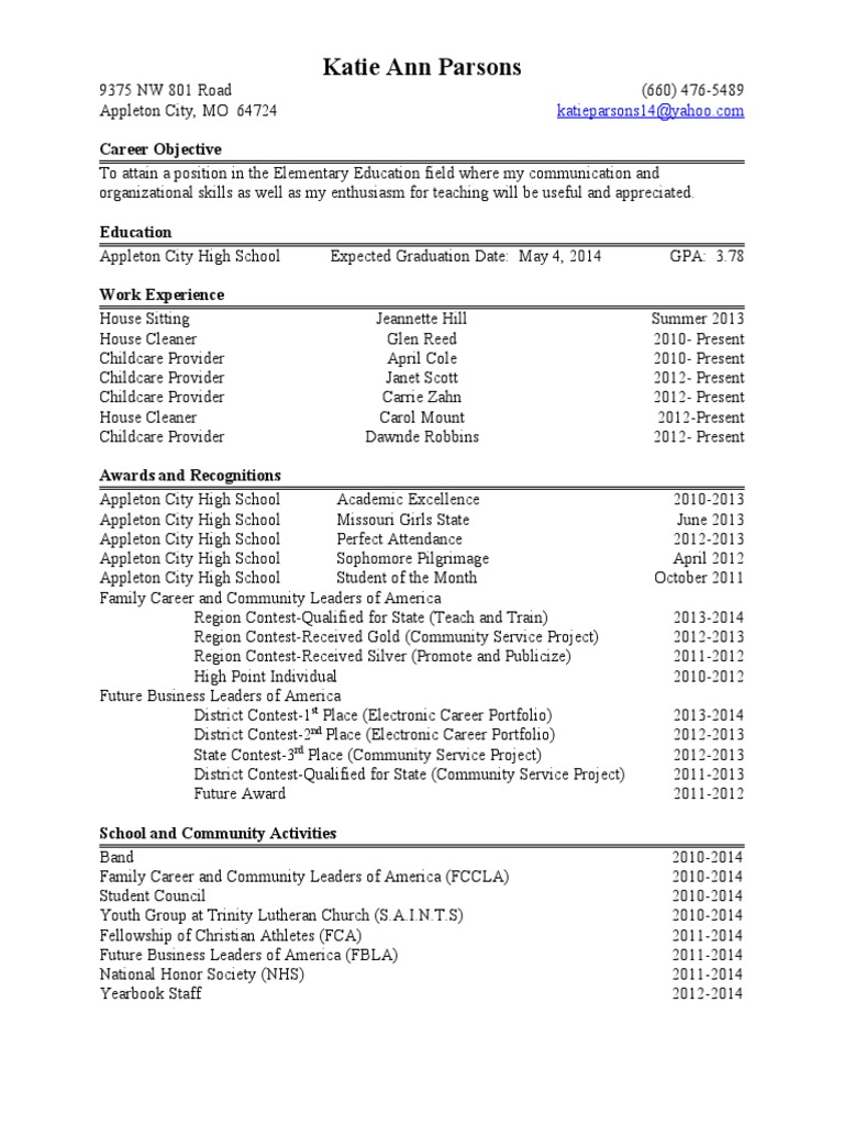 Resume - Mrs Fischer Changes | PDF | Students