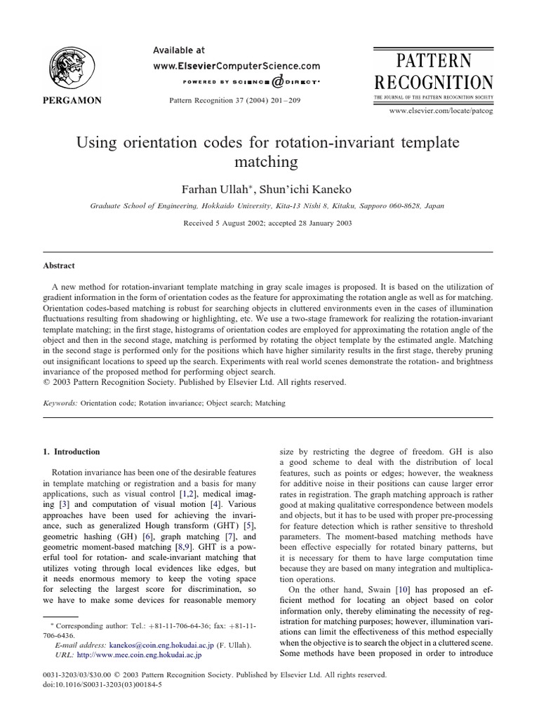 Using Orientation Codes For Rotation-Invariant Template Matching | PDF ...