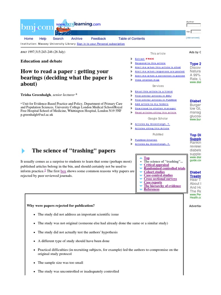 How To Read A Paper7801 | PDF | Cohort Study | Clinical Trial