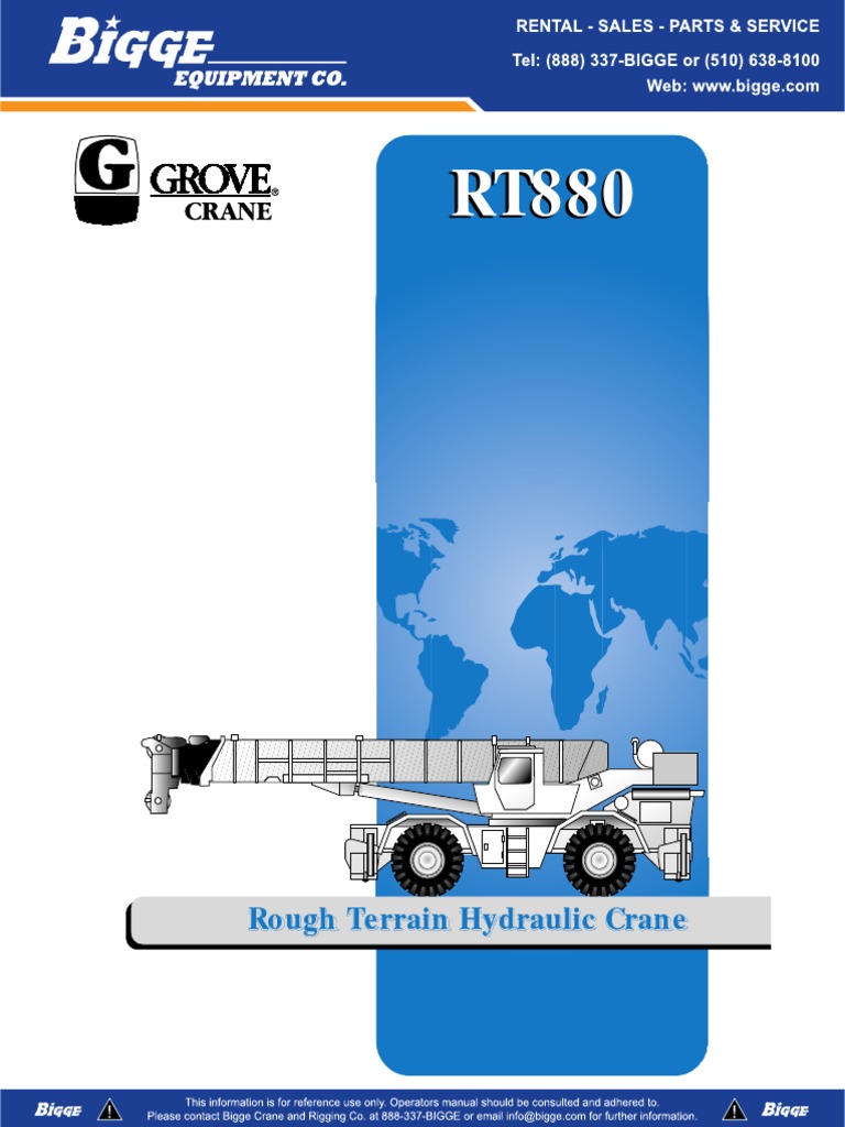 Grove RT880 Rough Terrain Crane Specs | PDF | Crane (Machine) | Truck