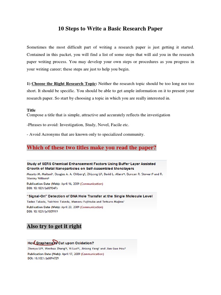 10 Steps To Write A Basic Research Paper | PDF | Citation | Bibliography