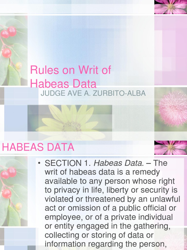 Rules On Writ of Habeas Data | Download Free PDF | Habeas Corpus | Writ