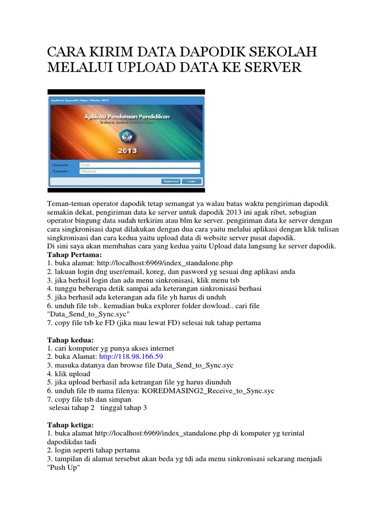 Cara Kirim Data Dapodik Sekolah Melalui Upload Data Ke Server | PDF | Karier & Perkembangan
