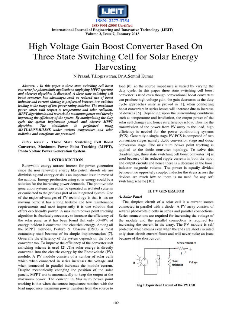 High Voltage Gain Boost Converter Based On Three State Switching Cell ...