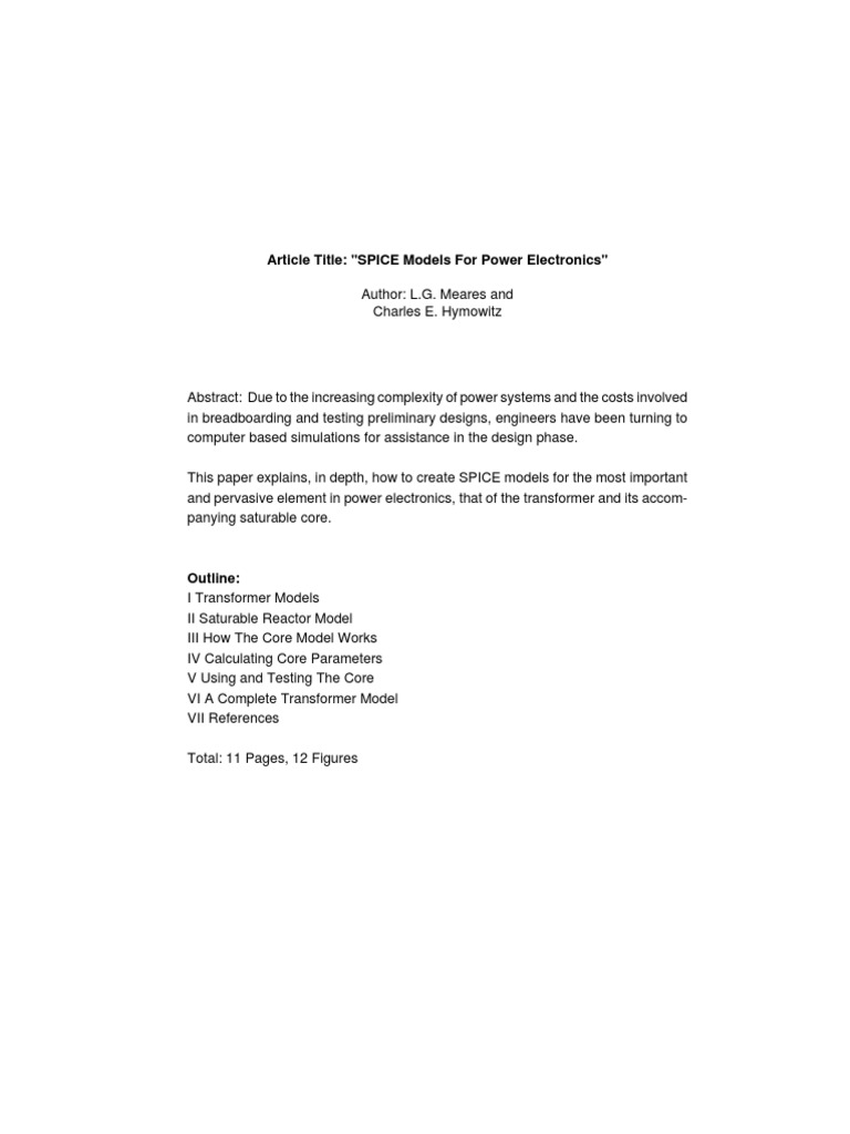 Spice Models For Power Electronics | PDF | Technology & Engineering