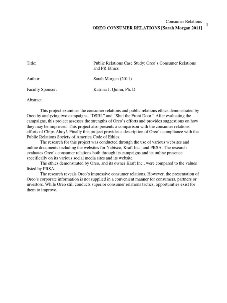 Oreo Case Study | PDF | Communication | Marketing