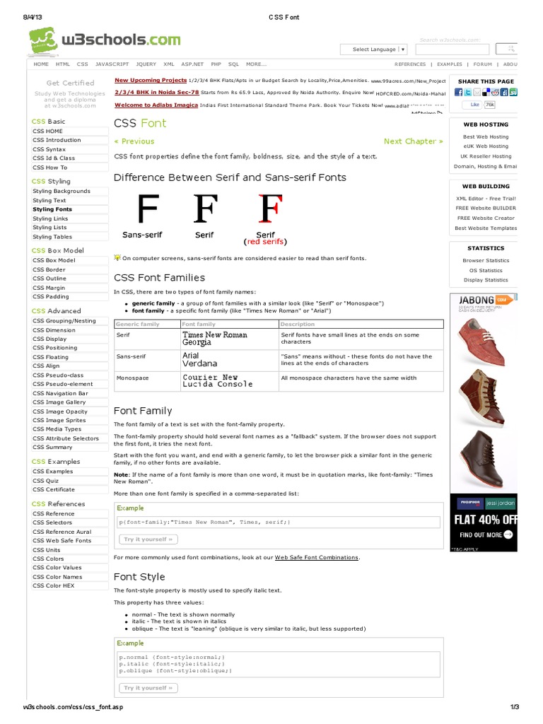 CSS Font | PDF | Cascading Style Sheets | Html