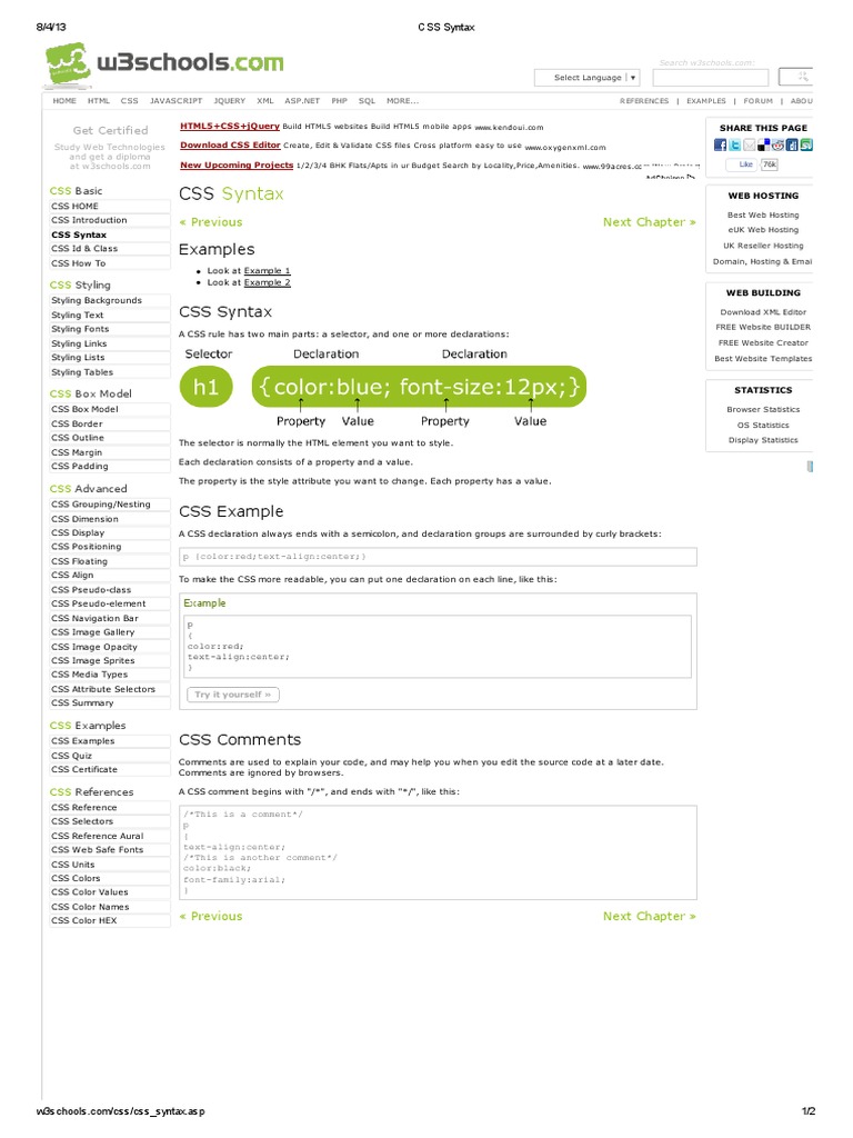 CSS Syntax | PDF | Cascading Style Sheets | J Query