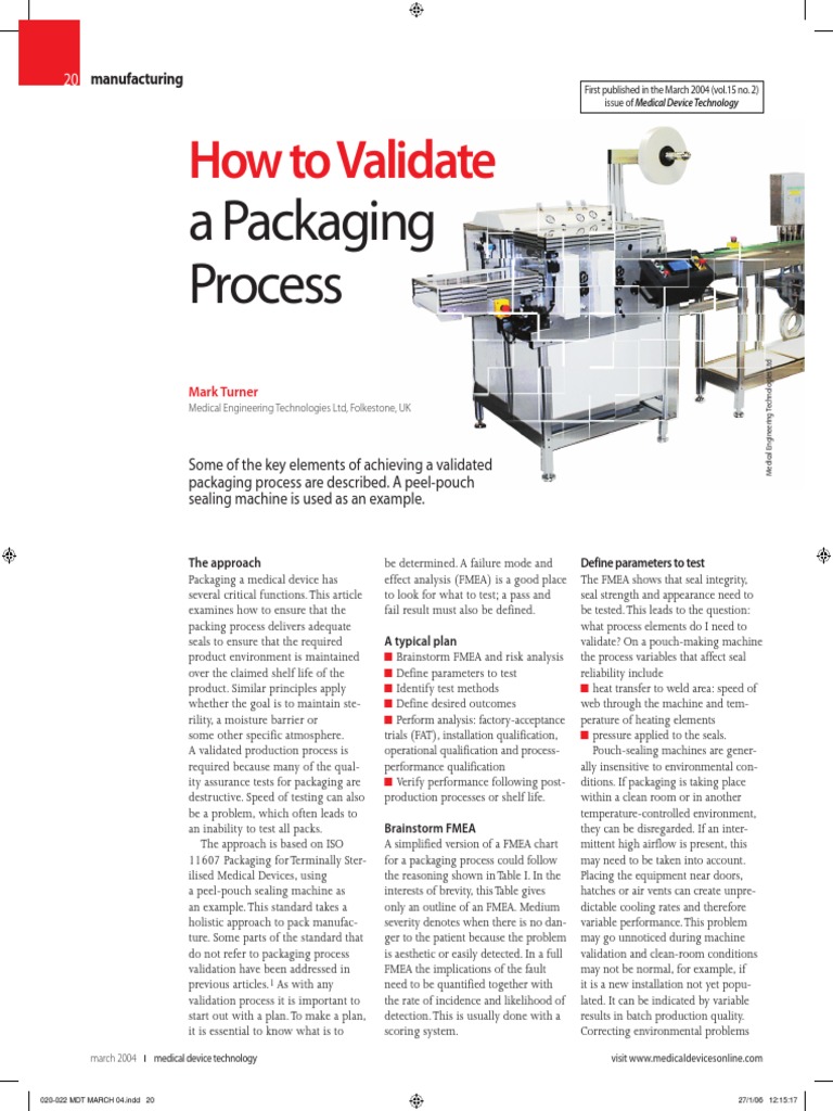 Validate A Packaging Process | PDF | Verification And Validation ...