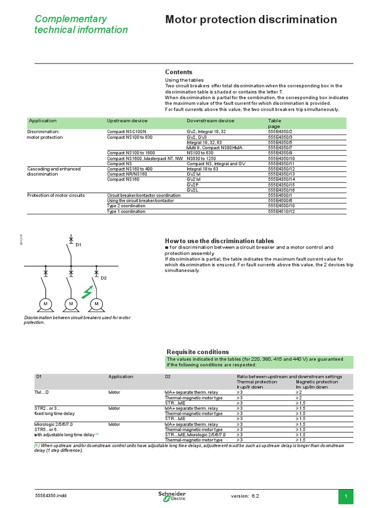 Motor Protection Discrimination Tables - Discrimination Between Compact ...