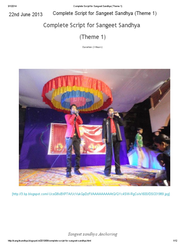 Sangeet Sandhya - 1 | PDF