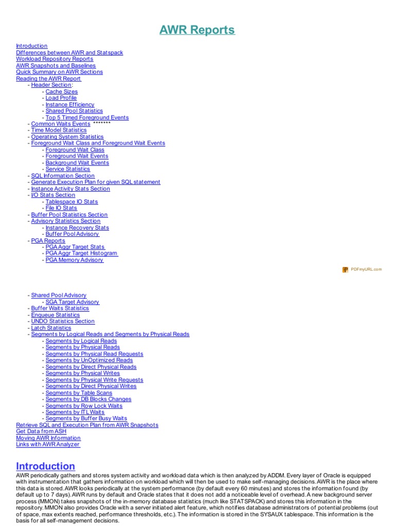 Oracle Awr Report Pdf Database Index Data Buffer