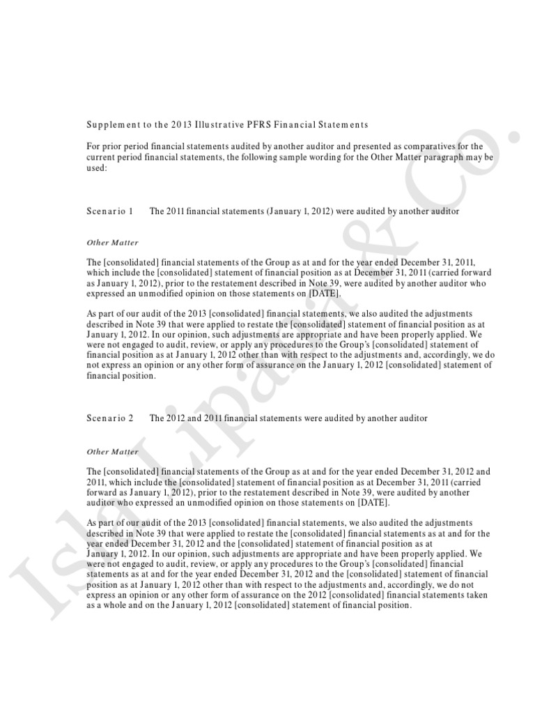 Supplement Illustrative Other Matter Paragraph | PDF | Financial Audit ...