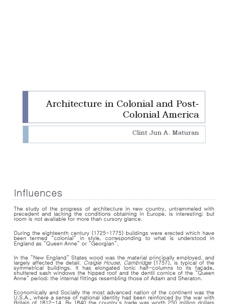 Colonial and Post-Colonial Architecture | PDF | White House | American ...