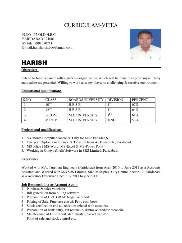 Harish's Professional CV and Experience | PDF