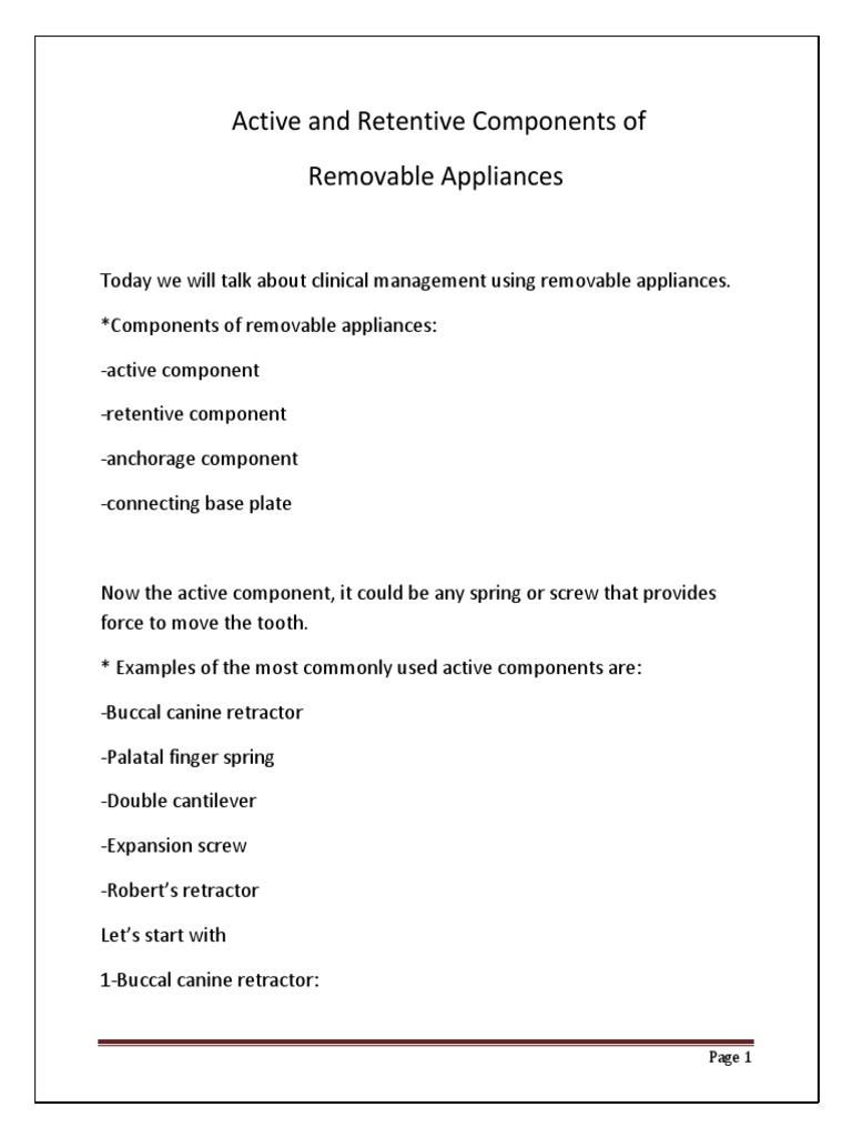 4-Active and Retentive Components of | PDF | Tooth | Anatomical Terms ...