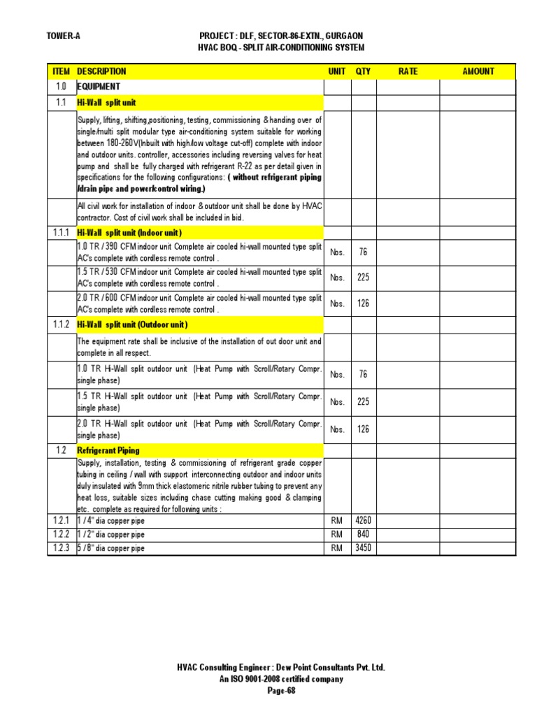 BPTP Tera Boq - Split Ac | PDF | Hvac | Pipe (Fluid Conveyance)