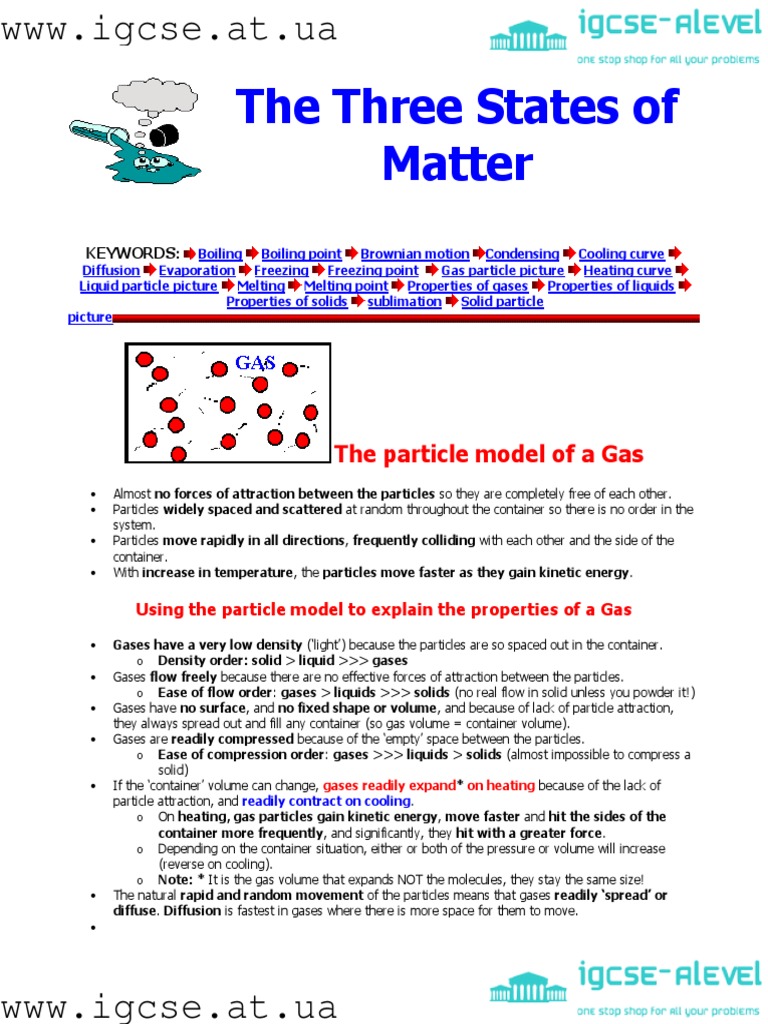 IGCSE Chemistry Note - States of Matter | Gases | Boiling